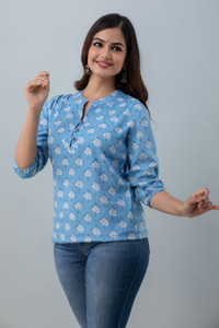 Cheenu Casual Printed Women Blue Top - Buy Cheenu Casual Printed Women ...