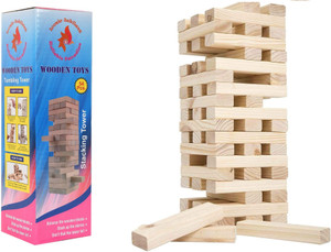 IJARP Pinewood 54 Pieces Tumbling Game Blocks Game for House Parties ...