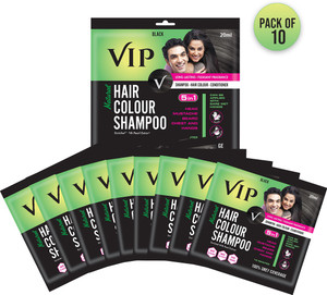 VIP Hair Colour Shampoo, 20ml (Pack of 10) , Black - Price in India ...
