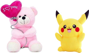 UNIQUE Pink Balloon Teddy with Pikachu - 30 cm - Pink Balloon Teddy ...