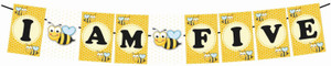 Balloonistics Honey Bee Theme I am Five Kids 5th Birthday Banner for ...