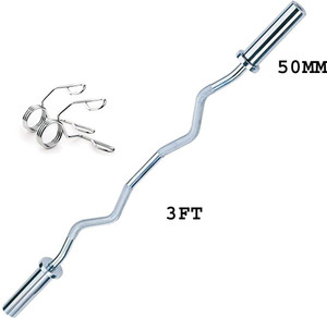 HACKERX 3 Feet Curling Olympic Barbell Rod (30 mm Internal Dia & 50mm ...