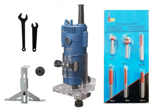 DUMDAAR 350 W 30000 RPM 6.35 mm Trimmer Router Machine Tool with 6 Bits ...