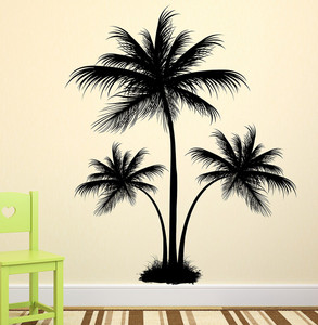 LANSTICK 86.36 cm COCONUT TREE WITH TWO SMALL TREE STICKER Self ...
