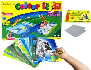 Miniature Mart Reusable Coloring Flash Cards With Crayon For Kids To ...