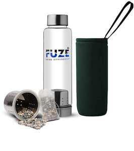 FUZE Borosilicate Glass Bottle with Removable Filter and Alkaline Balls ...