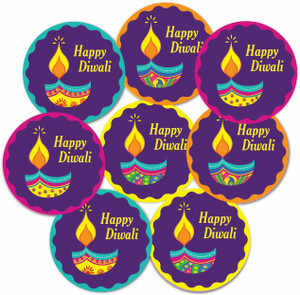 weRevel 5.08 cm Happy Diwali Party Stickers, Matte Finish Paper, 40 ...