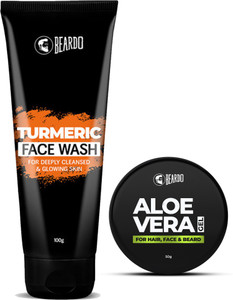 BEARDO Turmeric Facewash for Men (100g), Aloe Vera Gel For Hair, Face ...