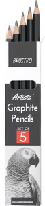 BRuSTRO Artists' Graphite Pencil Set of 5 2B, 4B, 6B, 8B, 10B Pencil ...