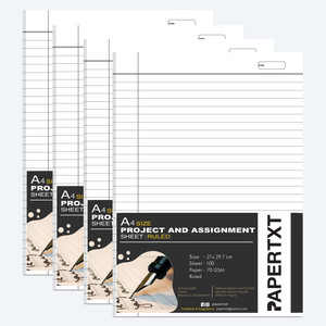 Flipkart.com | PAPERTXT pack of 4 (400 Sheets) Both Side Ruled A4 80 ...