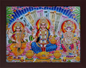 emofly Diwali God / laxmi Ganesh Saraswati Religious Frame Price in ...