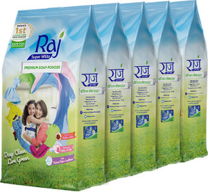 Raj Super White Premium Soap Powder, (Pack of 5 x 1kg) Detergent Powder ...
