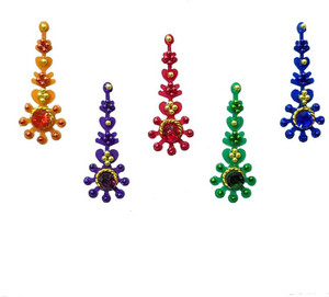Comet Busters Multicolor Long Bindis With Stone Work (BV1101) Forehead ...