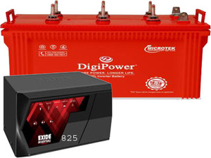 Microtek Digi Power 650+Exide Magic 825 Tubular Inverter Battery Price ...