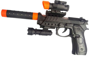 WHITE POPCORN Musical M9 Pistol Gun Toy Light Sound Electric Music Gun ...