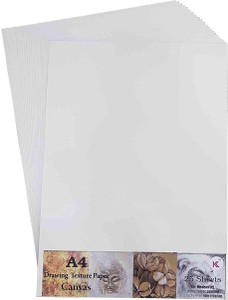 MGS Canvas Drawing Texture Papers, Set of 25 Sheets (A4), Milky White ...