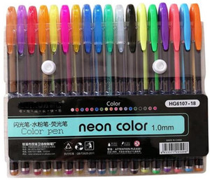 Levin set of 18 Neon Gel Pens consisting Fluorescent, Metallic, Glitter ...