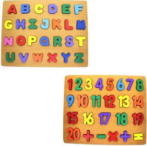 CrazyCrafts Wooden Alphabet (Capital Letters ABCD +1234 Numbers Puzzles ...