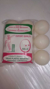 VIKAS PLASTIC INDUSTRY WHITE HARD PLASTIC BALL Cricket Training Ball ...