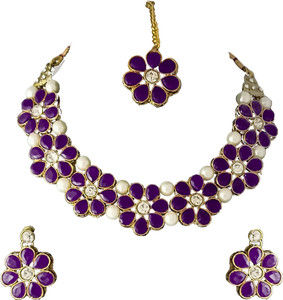 DIYA JEWELLERY Alloy Gold-plated Purple Jewellery Set Price in India ...