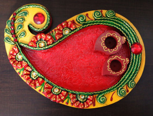 The Craftsman Small Keri Shape pooja plate Wood Decorative Platter ...