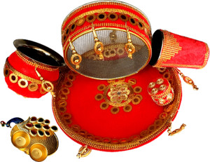 Upyukat Handcrafted Decorative Karwa chauth pooja thali Stainless Steel ...