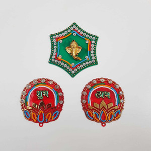 homspurts 10 cm Acrylic Handcrafted Pearl Studded Ganesh Shubh Labh ...