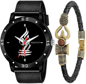 RUSTET Black Mahadev & Bracelet Combo men's Watch For Boys Mahadev Pu ...