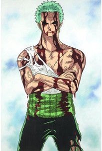 Zoro one piece attitude in blood wall poster Paper Print - Animation ...