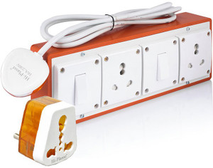 HI-PLASST (2 socket + 2 switch) 16A Brown Extension Board Multi Outlet ...