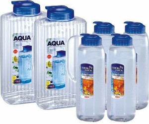 LOCK & LOCK Aqua Easy Grip Plastic Water Bottles, Set Of 6 (2.1 L X 2 ...