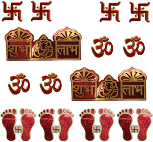 Culture Art 5 cm IIV®-26-DEDEDiwali Subh Labh Laxmi Charan Swastik & OM ...