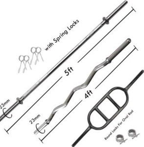 FITNACE ® GYM ROD 5 FT 23M CHEST ROD + 4 FT CURL ROD WITH EGG ROD FOR ...
