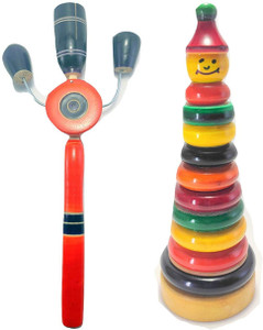 Sirgan Wooden Roc Toc and Ring Toy Rattles for new born babies | Color ...