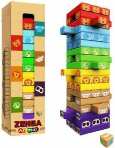 Mickleys Classic Animal Block's Zenga, Colorful Stacking Tower Game ...