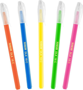 TOTEM Delux Ball Pens | 100 Pcs Blue Ink | Lightweight & Colourful Body ...