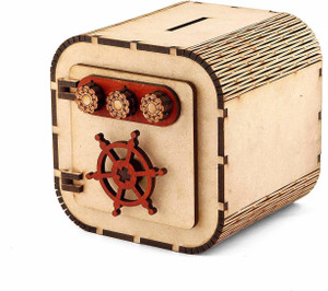 Mikha Wooden Locker Coin Box Piggy Bank for Kids Money Collecting ATM ...