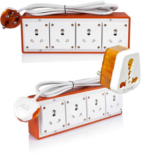 HI-PLASST (4 sockets) 16A Brown Extension Board Multi Outlet Electrical ...