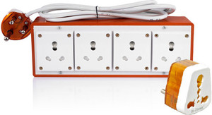 HI-PLASST (4 sockets) 16A Brown Extension Board Multi Outlet Electrical ...