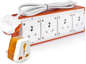 HI-PLASST (4 sockets) 16A Brown Extension Board Multi Outlet Electrical ...
