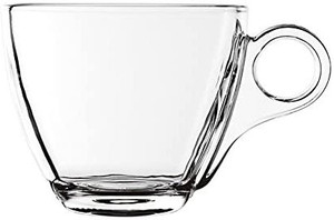DRIZZA Pack of 6 Glass Classic Glass Transparent Tea Cups with Handle ...