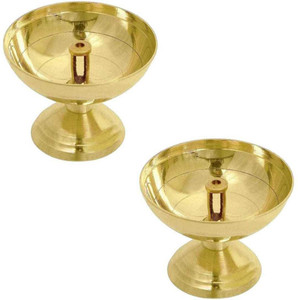 Dr. Jamal Brass Akhand Diya for Puja For Temple Brass (Pack of 2) Table ...