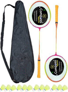 COMPASS Badminton Set 2 Racquet with 12 Shuttle 1 Carry Bag Badminton ...