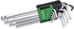 Toptul TOOL WORLD GAAL0916 LONG ALLENKEY BALLPOINT 1.5MM TO 10MM CHROME ...