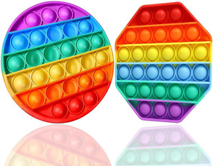 Aseenaa Pop It Fidget Toys | Octagone And Round Rainbow Combo | Pack Of ...