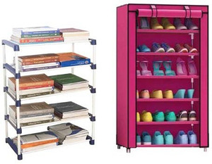 Philoshop Combo of Shoe Organizer with Bookshelf Metal Shoe Stand Price ...