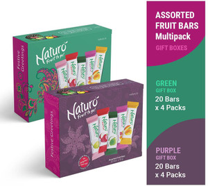 Naturo festive gift packs (Pack of 8-160 bars, Assorted Fruit Bar ...