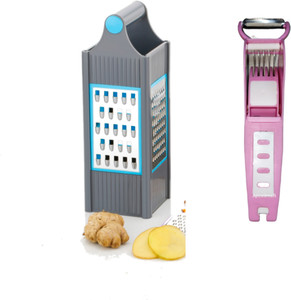 BLUEBERRY 4 in 1 slicer and grater in 1 square stand combo with 2 in 1 ...