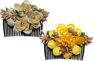 Styledose Multicolor Acrylic Comb and Cloth Flower Hair Clip/Side Comb ...