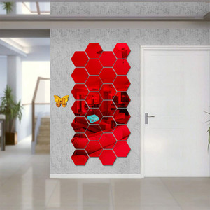 SWATI ART GALLERY 17.78 cm 28 Hexagon 10 Butterflies Red-828 Self ...